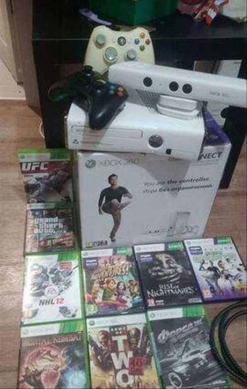 Xbox 360+kinect+игры+2геймпада