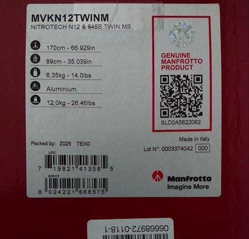 Manfrotto Nitrotech N12 голова и/или штатив 545B