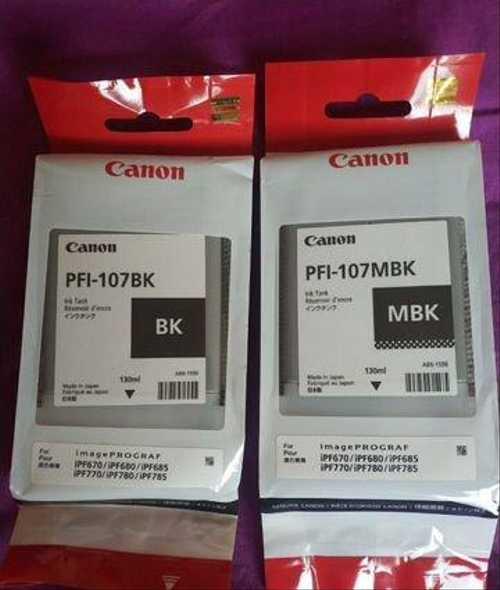 Новые оригинальные картриджи PFI-107 MBK,BK Canon