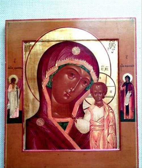 Икона Казанской Богородицы.Кипарис,золото,ковчег