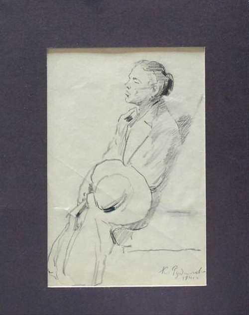 Рудаков К.И. 1891-1949 Портрет девушки со шляпой