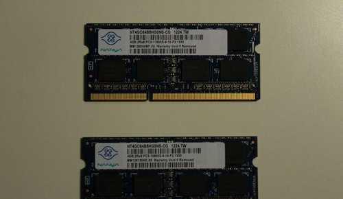 Nanya 4GB DDR3 sodimm PC3-10600 8GB (4x2)
