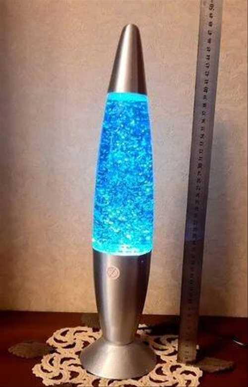 Лава-лампа Amperia Rocket, синий с блестками, 47см