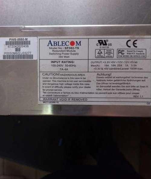 Блок питания Ablecom SP382-TS 380watt для сервера