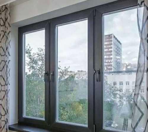 Пластиковые окна с бронзовым напылением фото