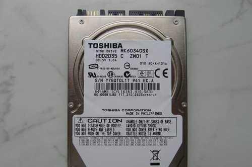 Жесткий диск HDD 2.5 sata150 Toshiba-60Гб