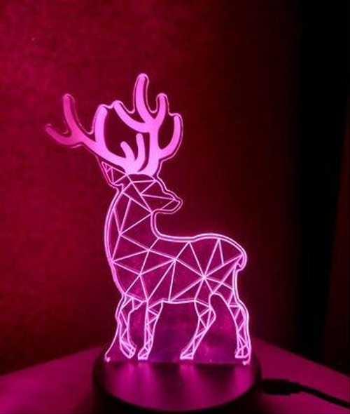 Ночник Светильник Лампа Фонарь олень Новый год