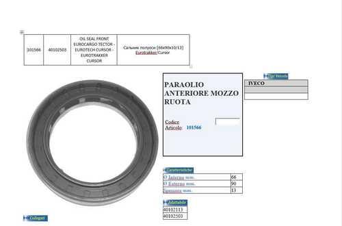 Сальник полуоси (ступицы) iveco 40102503