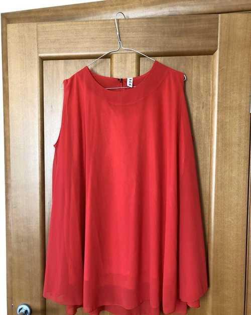 Блуза-туника без рукавов, 44-46, красная