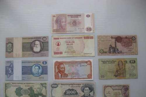 Набор 10 шт Банкноты Африки и Америки