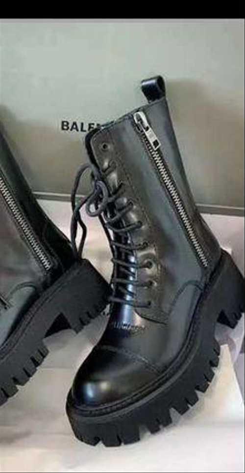 Ботинки Balenciaga Tractor "Black"кожаные зимние