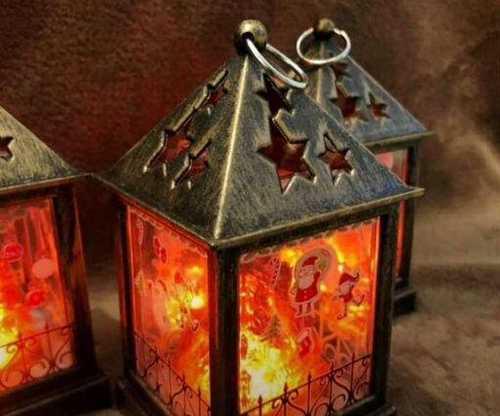 Светильник фонарь мини "уютный камин" декоративный