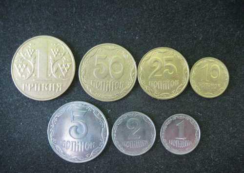 Монеты Украины, набор 7 штук