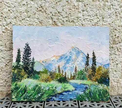 Картина горный пейзаж миниатюра