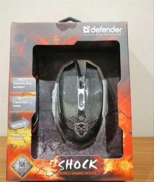 Игровая мышка defender shock с ковриком