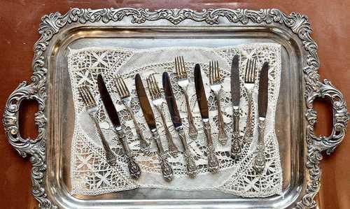 Старинные серебрянные ножи вилки англия 6персон
