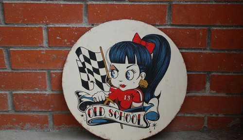 Картина винтажная old school. Girl