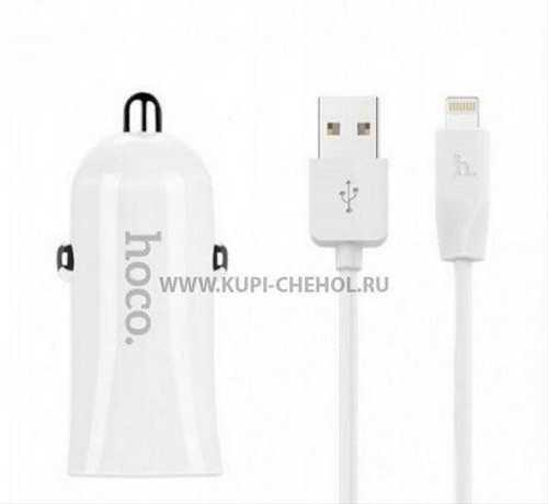 Азу 2USB+кабель USB-iP Hoco Z12 1m White