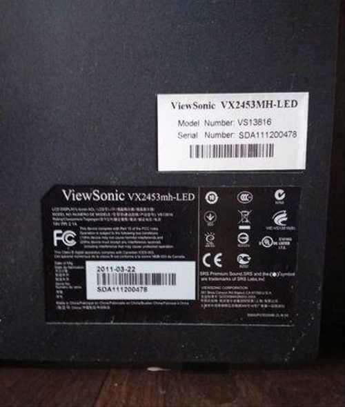 Монитор ViewSonic VX2453MH-LED 24" б/у в хорошем с
