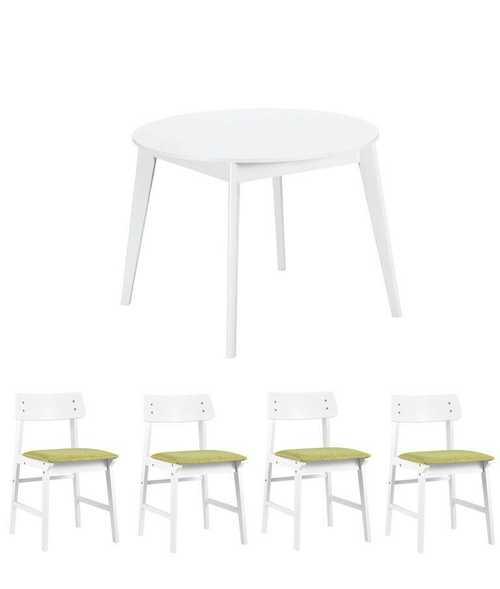 Обеденная группа стол Rondo белый, стулья Oden Whi