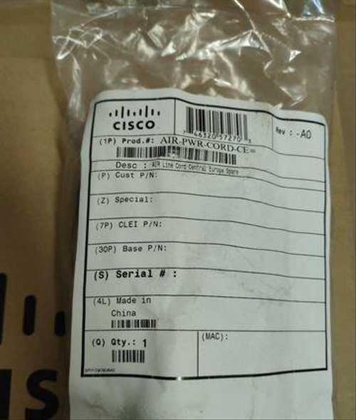 Кабель питания Cisco AIR-PWR-cord-CE новый