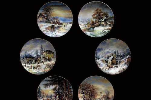 Винтаж живописные зимние пейзажи Германия тарелки