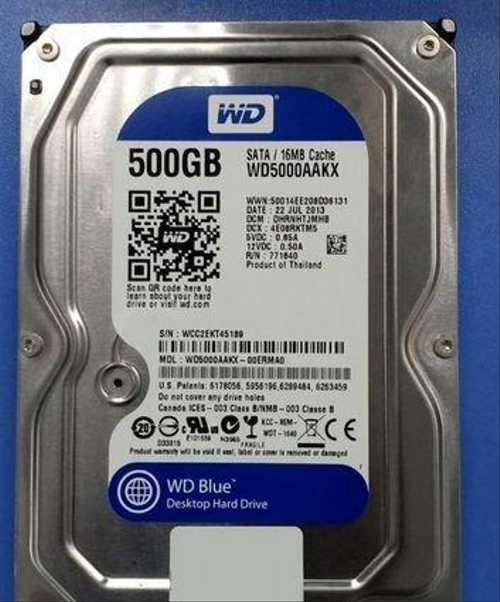 Жесткий диск 3,5" WD 500Гб, WD5000aakx, sataiii