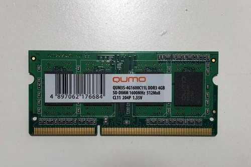 Оперативная память для ноутбука Qumo DDR3L 4GB