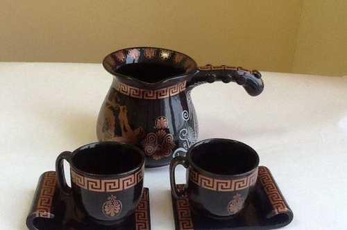 Джезва/турка и чашки для кофе новые Херсонес
