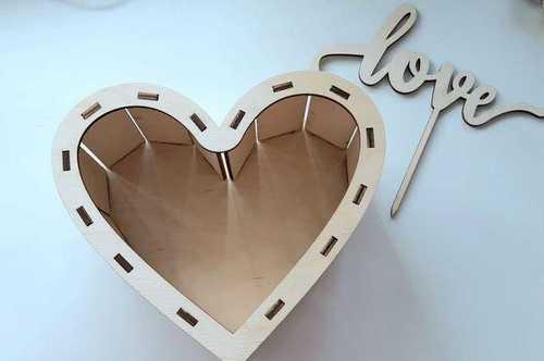 Деревянная подарочная коробка сердце