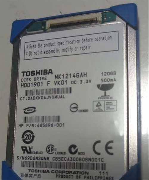 Жесткий диск Toshiba 120 GB MK1214GAH