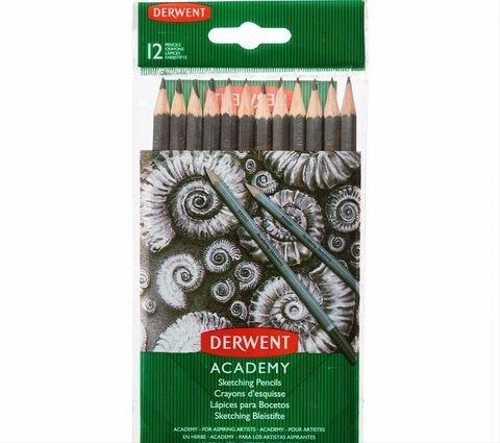 Карандаши чернографитные Derwent Academy, Sketching Hang Pack, 12 штук, 5H-6B (2300412)