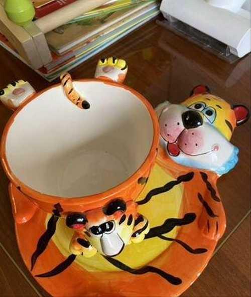 Набор детских тарелок в виде тигра