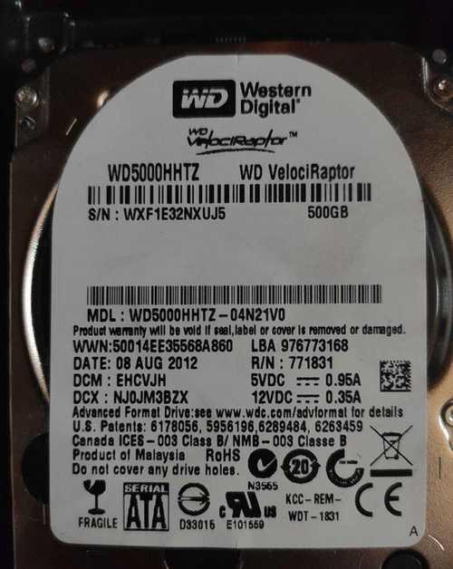 Жесткий диск WD VelociRaptor 500GB