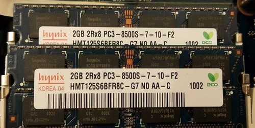 Память sodimm Hynix 2GB 2RX8 PC3 -8500S-7-10-F2