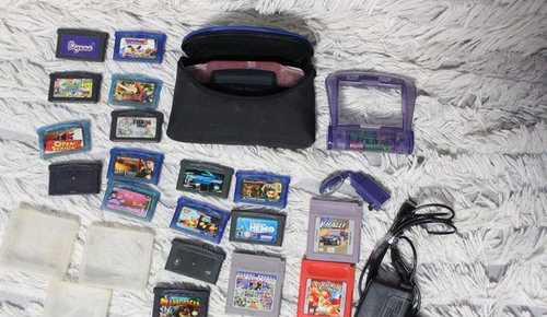 Gameboy advance GBA + игры + чехол + подсветка