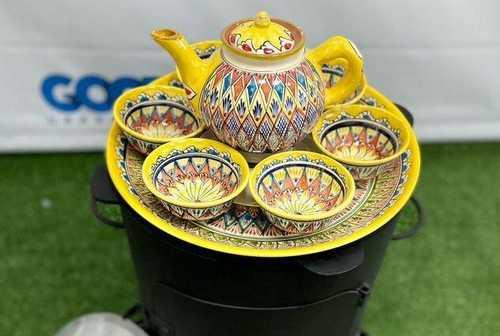 Набор желтой узбекской посуды (чайный)