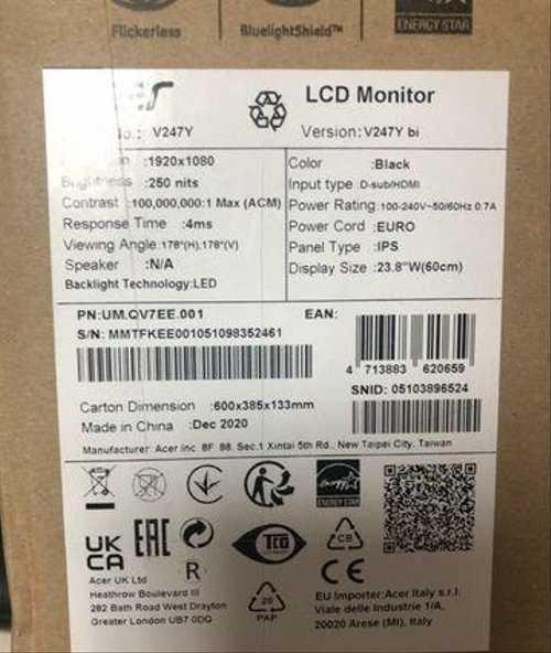 Монитор Acer v7 series
