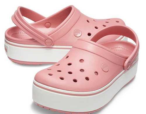 Женские розовые сабо crocs Crocband Platform Clog