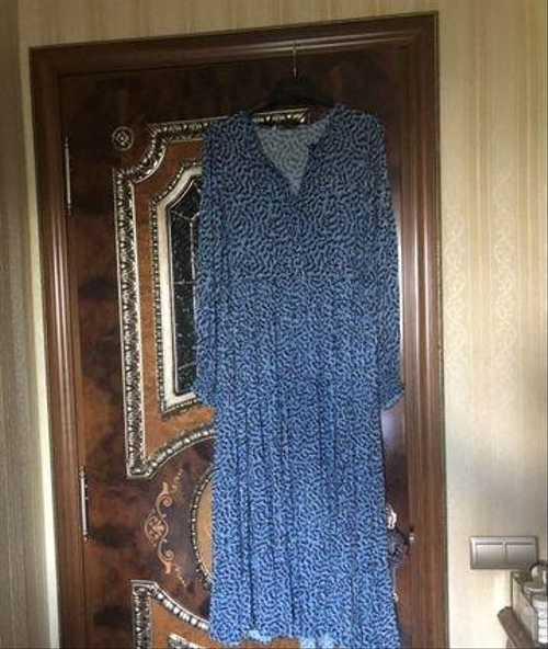 Платье миди голубое Zara (M)