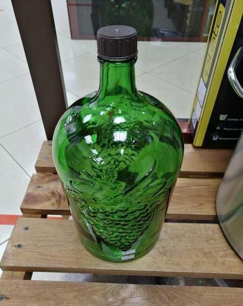 Бутылка для вина, зелёная с лозой, 5 л
