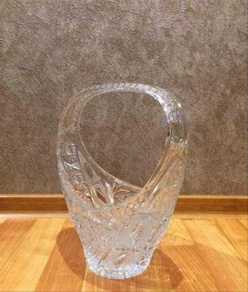 Хрустальная ваза - конфетница корзинка времен СССР