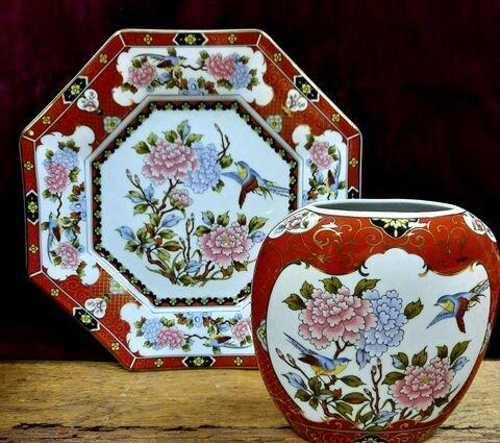 Набор Япония декоративная тарелка панно и ваза