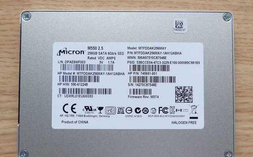 Быстрый SSD 256Gb Micron M550 (на MLC-памяти)
