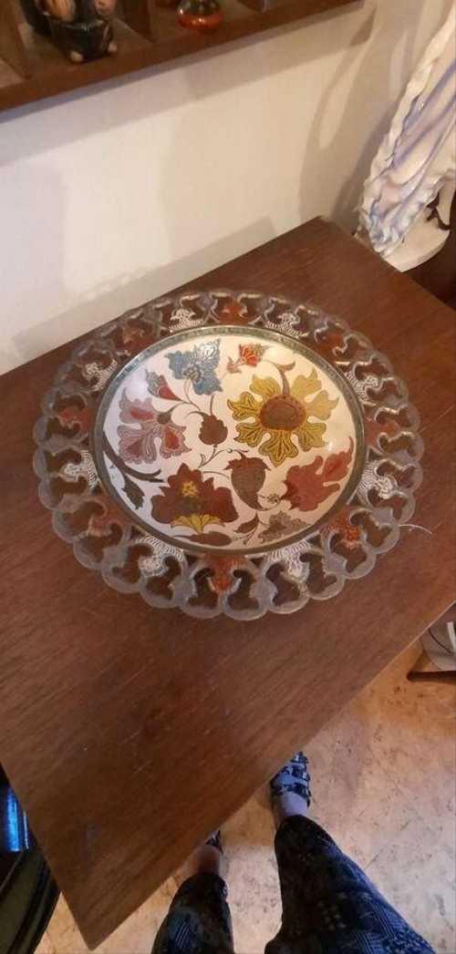 Индийская металлическая декоративная тарелка