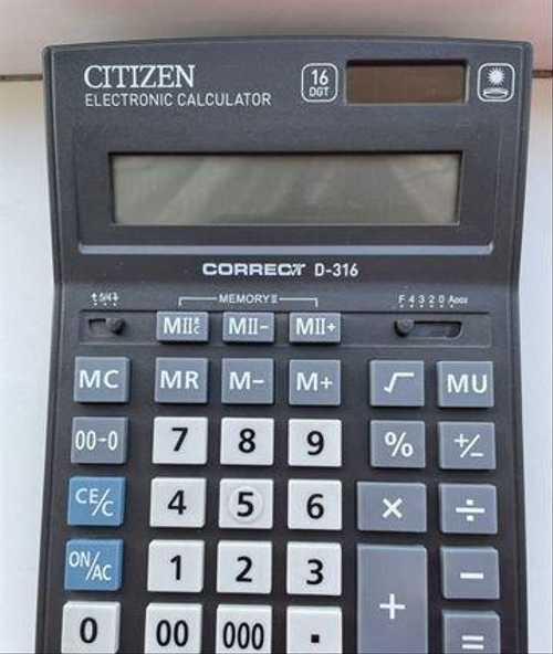 Калькулятор Citizen Correct D-316