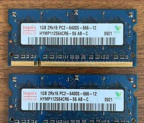 SO-dimm DDR2 1GB Hynix hymp112S64CP6-S6 2 шт