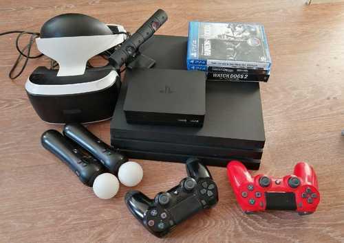 PS4 PRO + PS VR, 2 геймпада, 3 игры