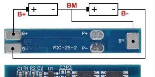 Bms плата (контроллер заряда разряда) 2s 15а, 8,4v
