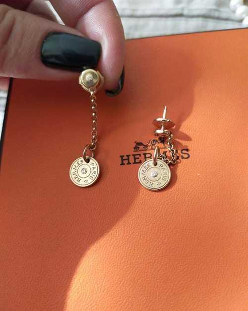 Серьги Hermes, оригинал, розовое золото